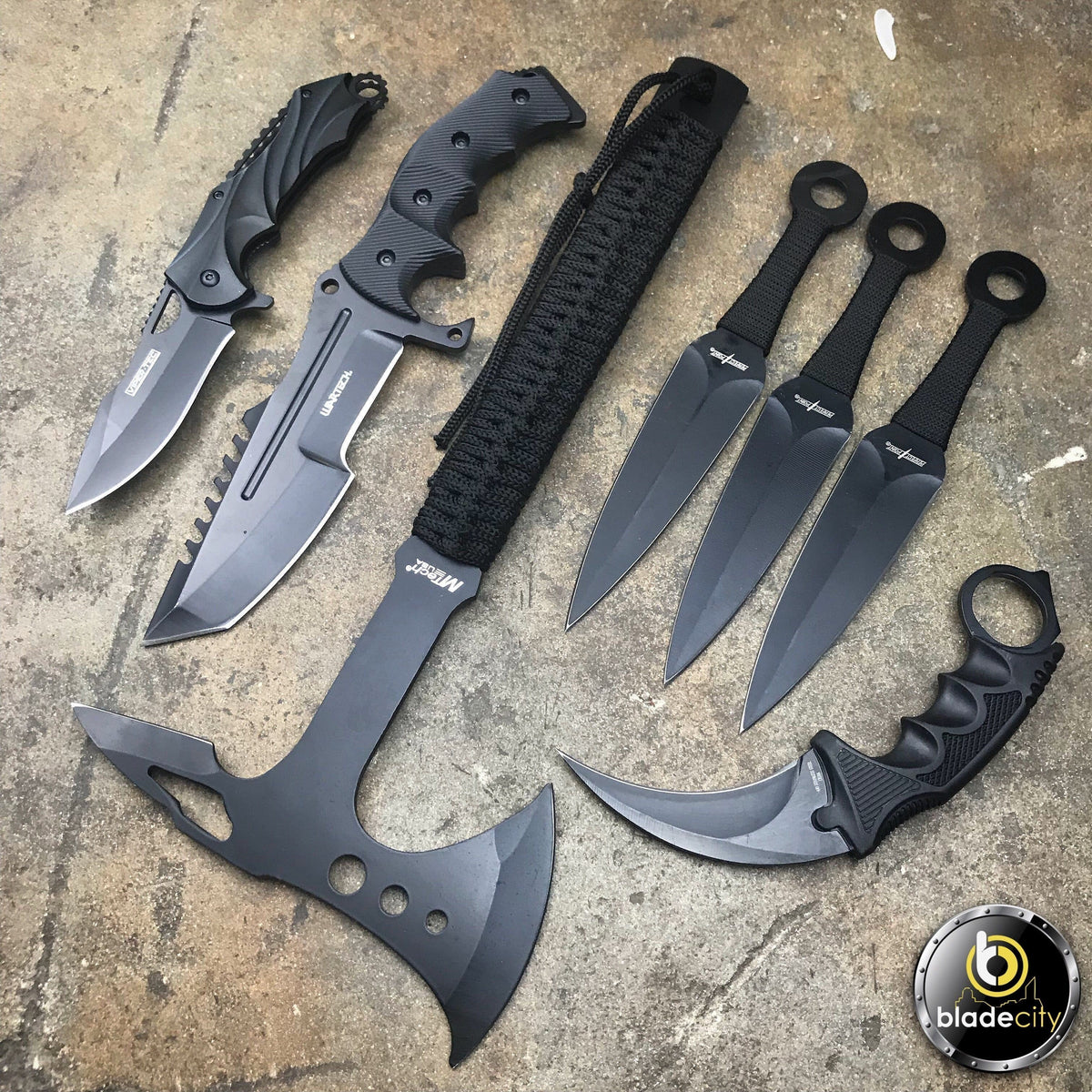 *7 PIECES* REAPER TACTICAL BLACK KNIFE SET | Blade City