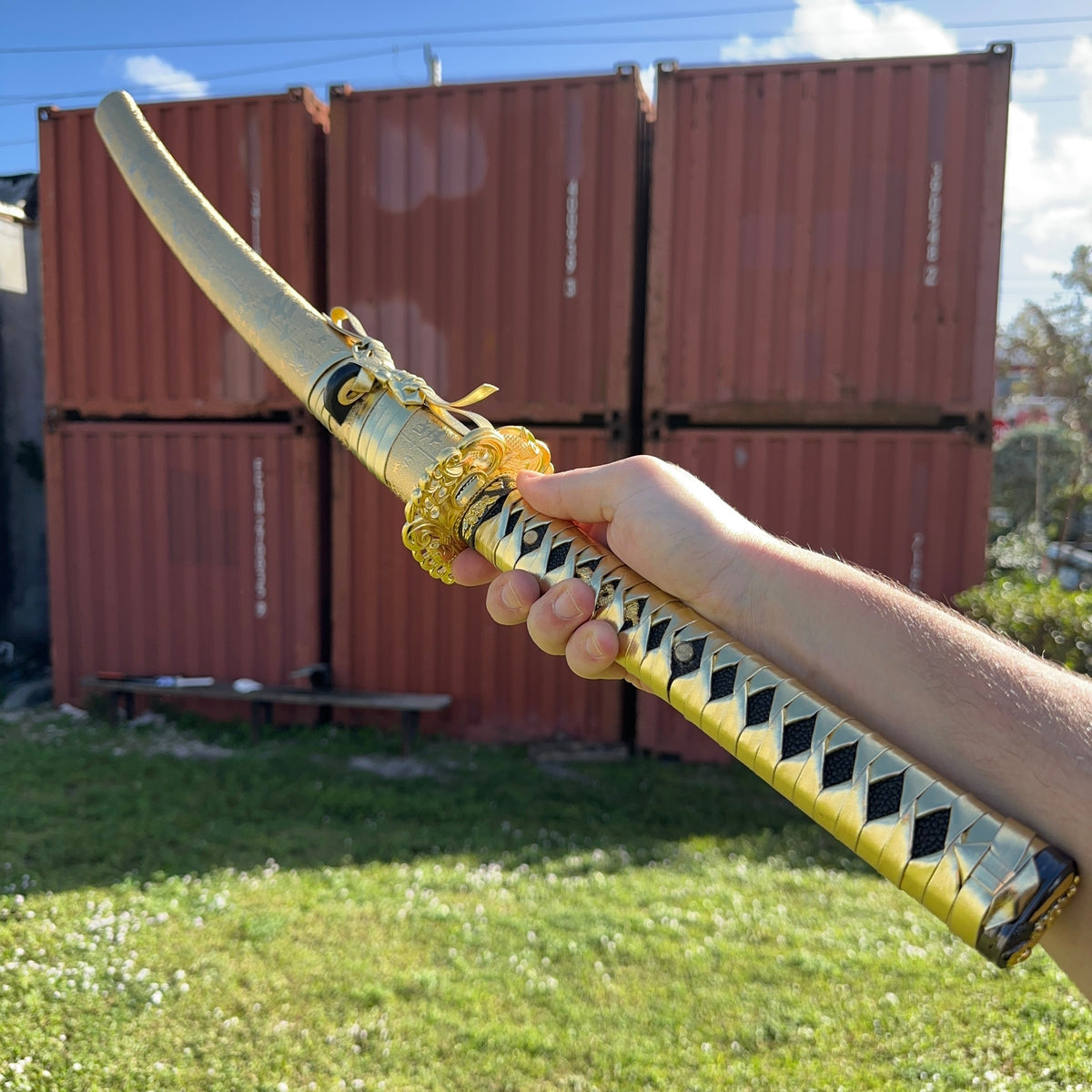 41″ 65Mn Spring Steel Gold Bamboo Samurai Sword Katana | Blade City