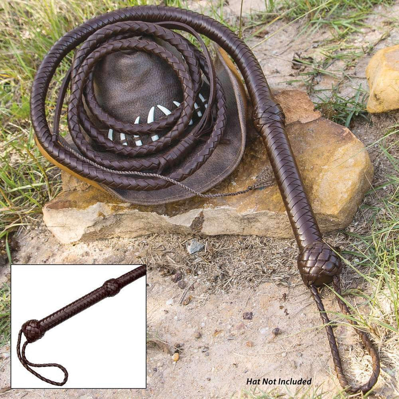 8' Handcrafted Dark Brown Leather Bull Whip | Blade City