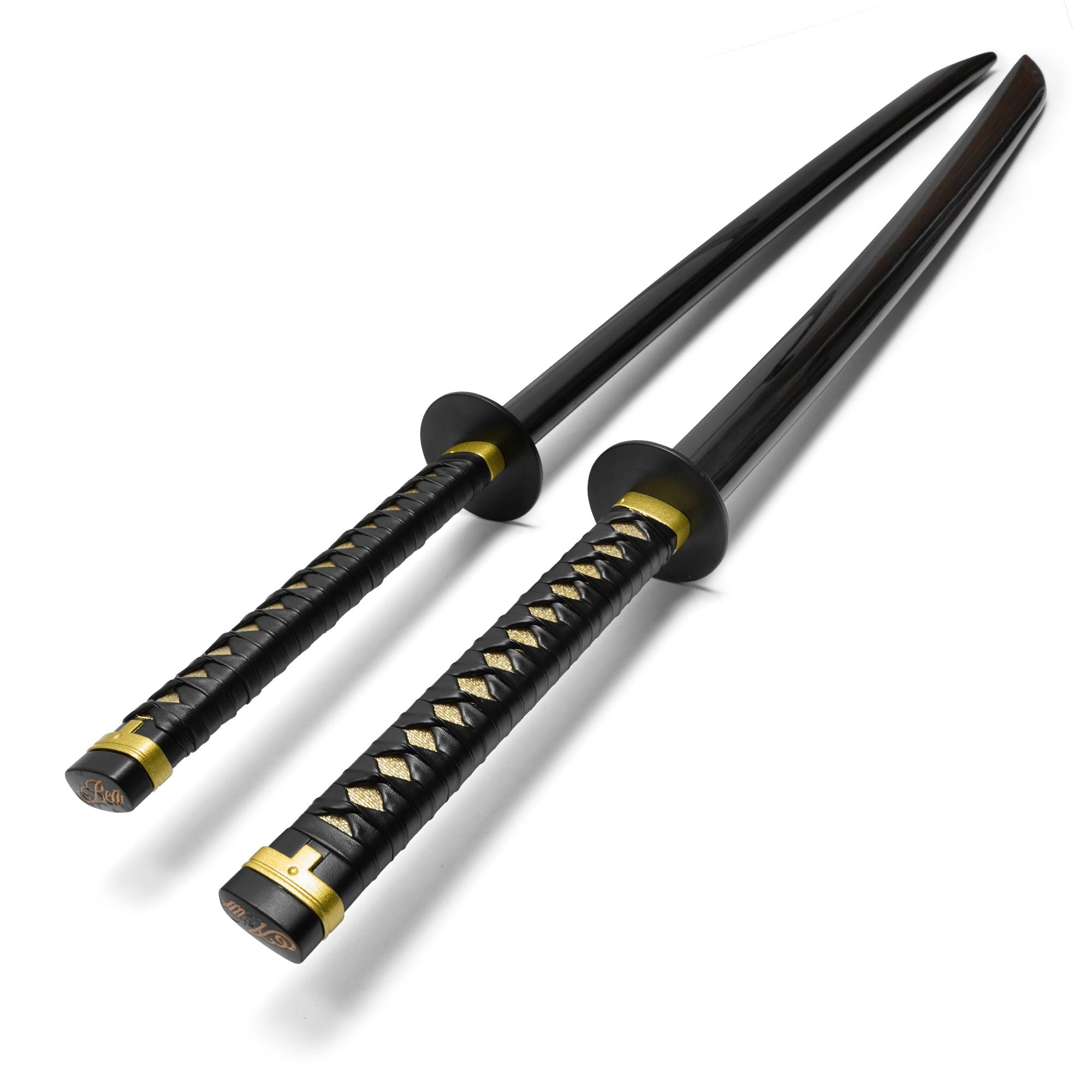 Dead Pool Dual Gold Katanas with Back Holster | Blade City