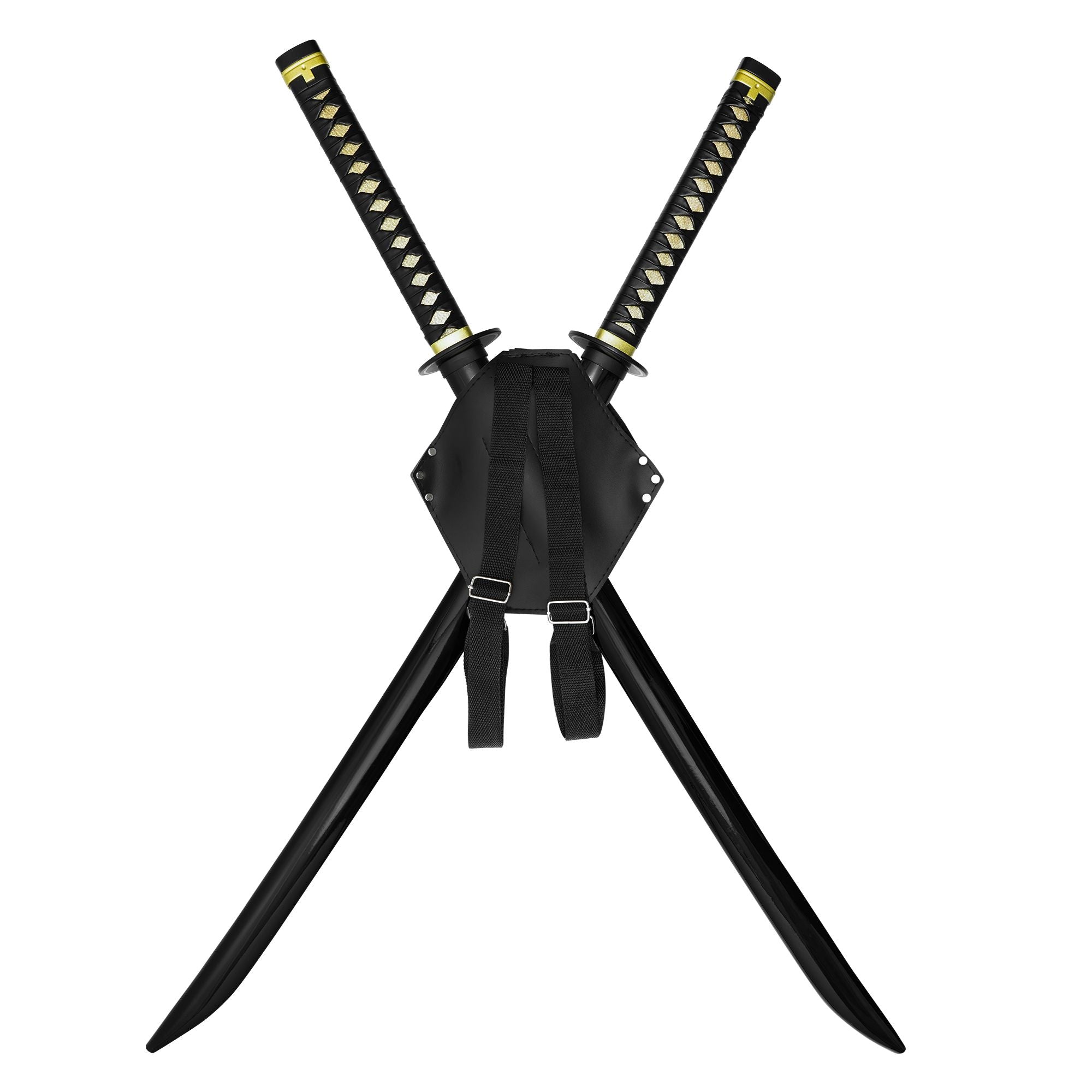 Dead Pool Dual Gold Katanas with Back Holster | Blade City