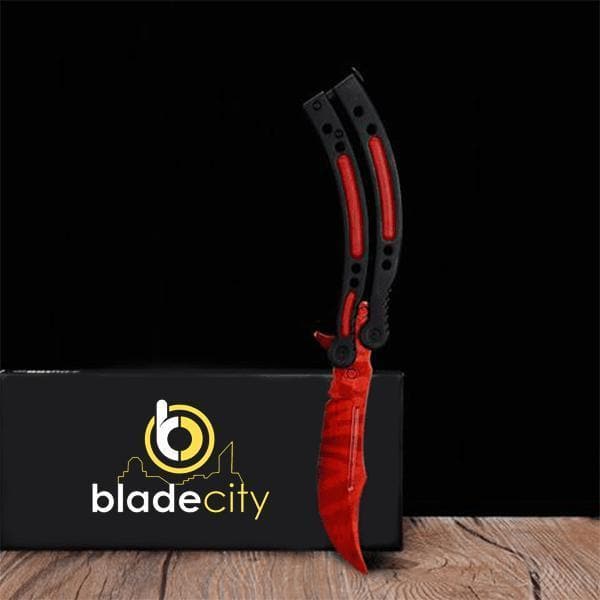 Red Slaughter Butterfly Knife (Sharp & Unsharp available) | Blade City