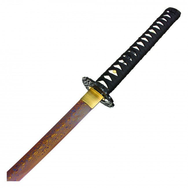 Fire Damascus Hand Forged Carbon Steel Katana | Blade City