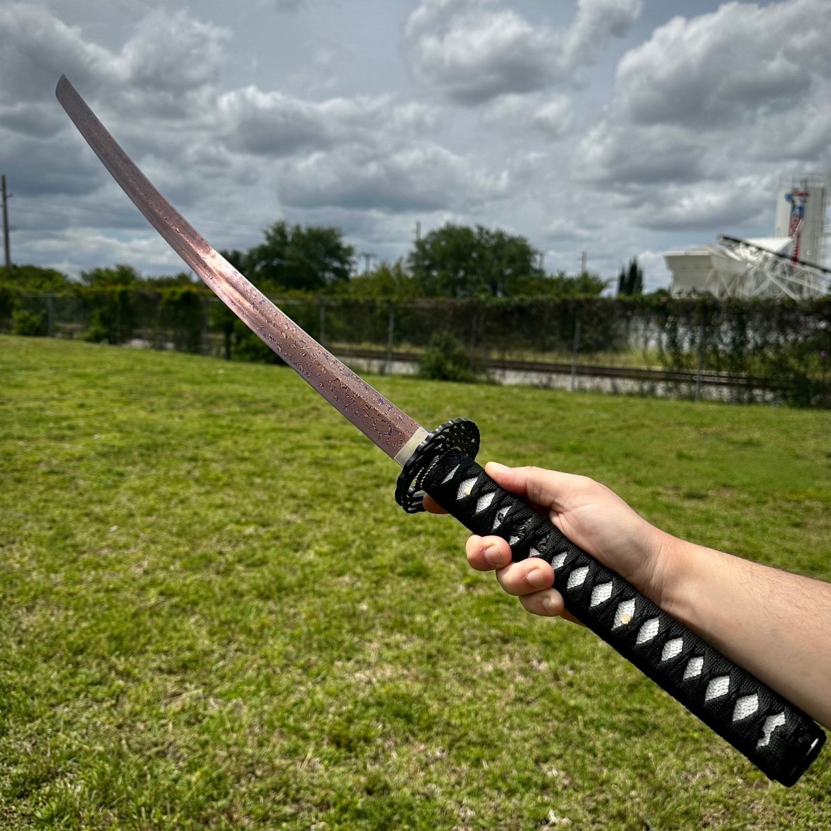 Fire Damascus Hand Forged Carbon Steel Katana | Blade City