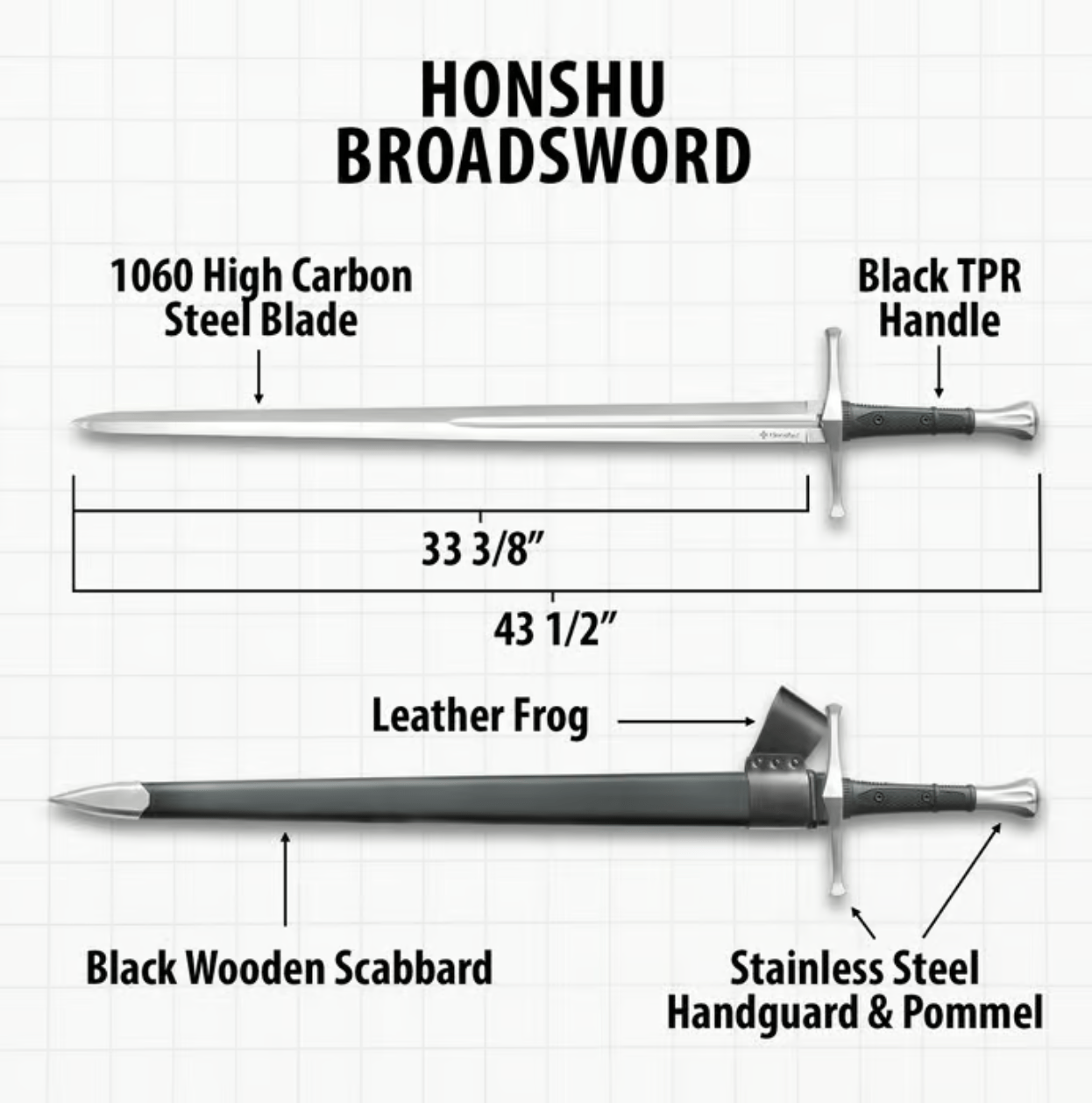 Honshu Broadsword - 1060 High Carbon Steel | Blade City