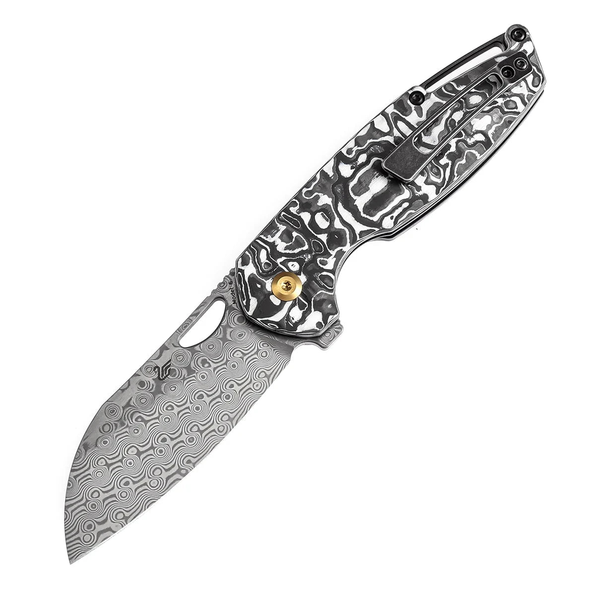 Kansept Knives Swan Model 6 Left Handed Knife White Nebula CF (3" Ston ...