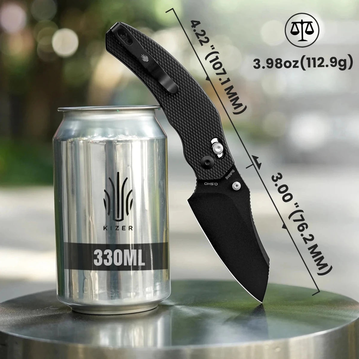 Kizer Vanguard Bulldog Folding Knife – Nitro-V Blade & Black Aluminum ...