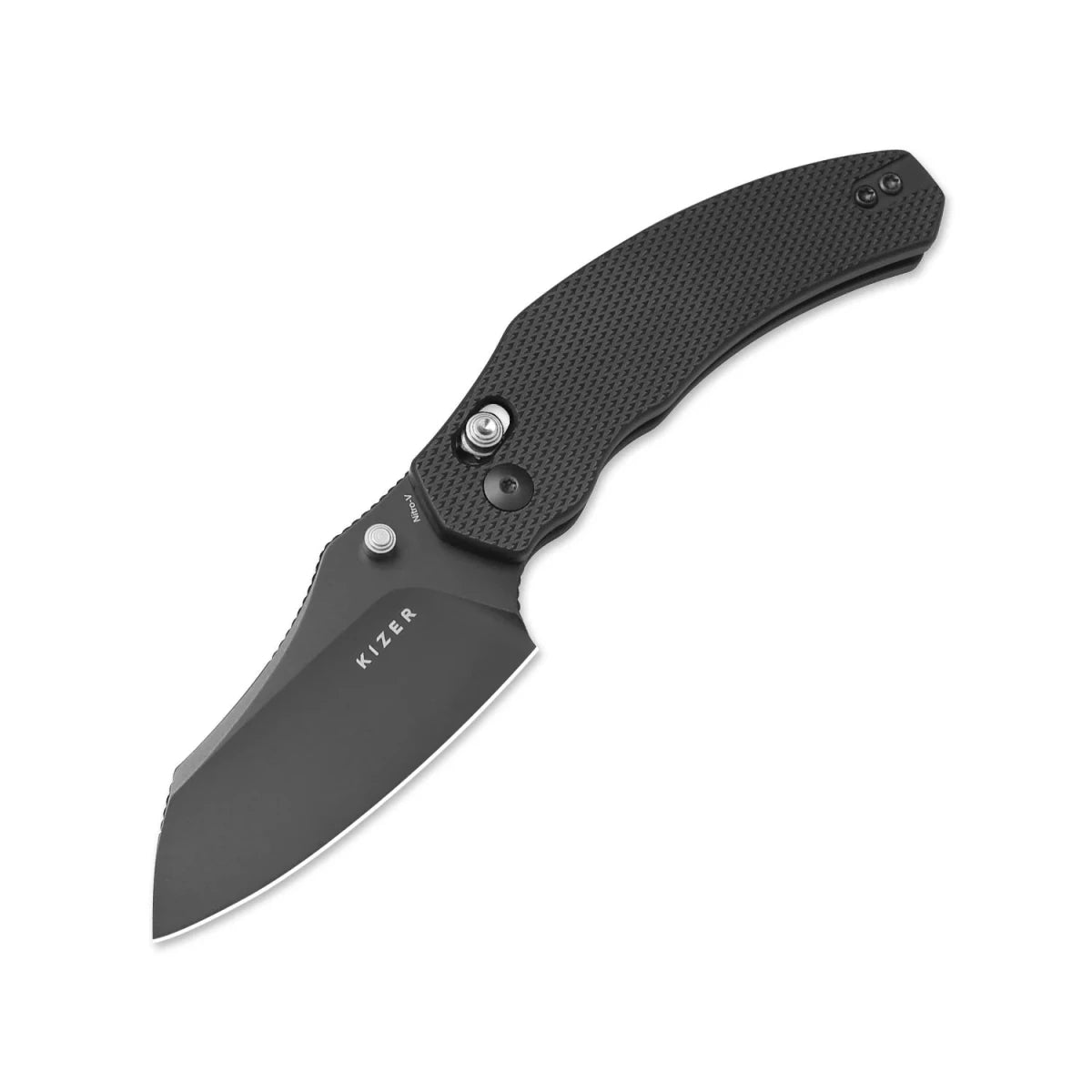 Kizer Vanguard Bulldog Folding Knife – Nitro-V Blade & Black Aluminum ...