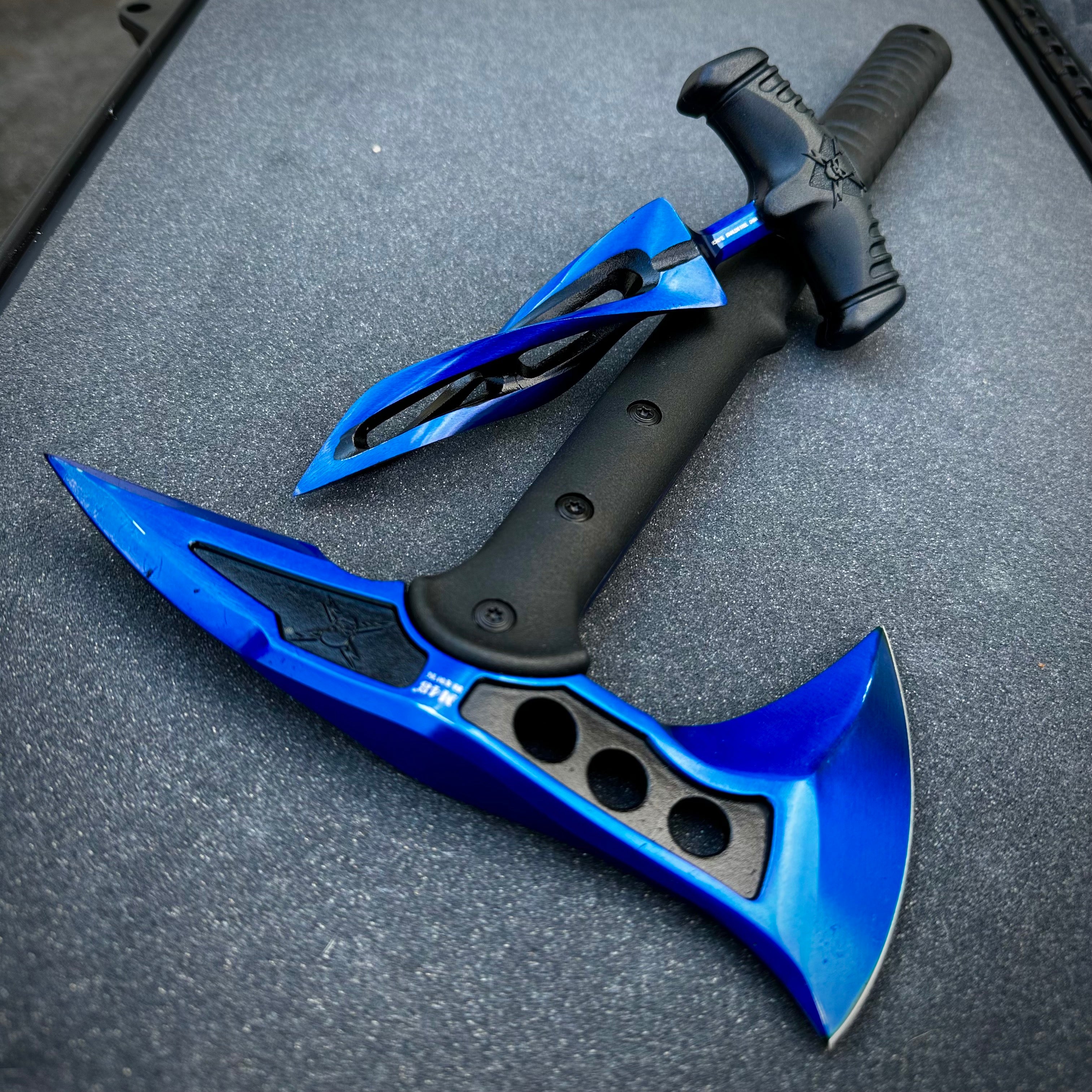 M48 Krypton Blue Axe and Cyclone Push Dagger (Sold Separately) | Blade City