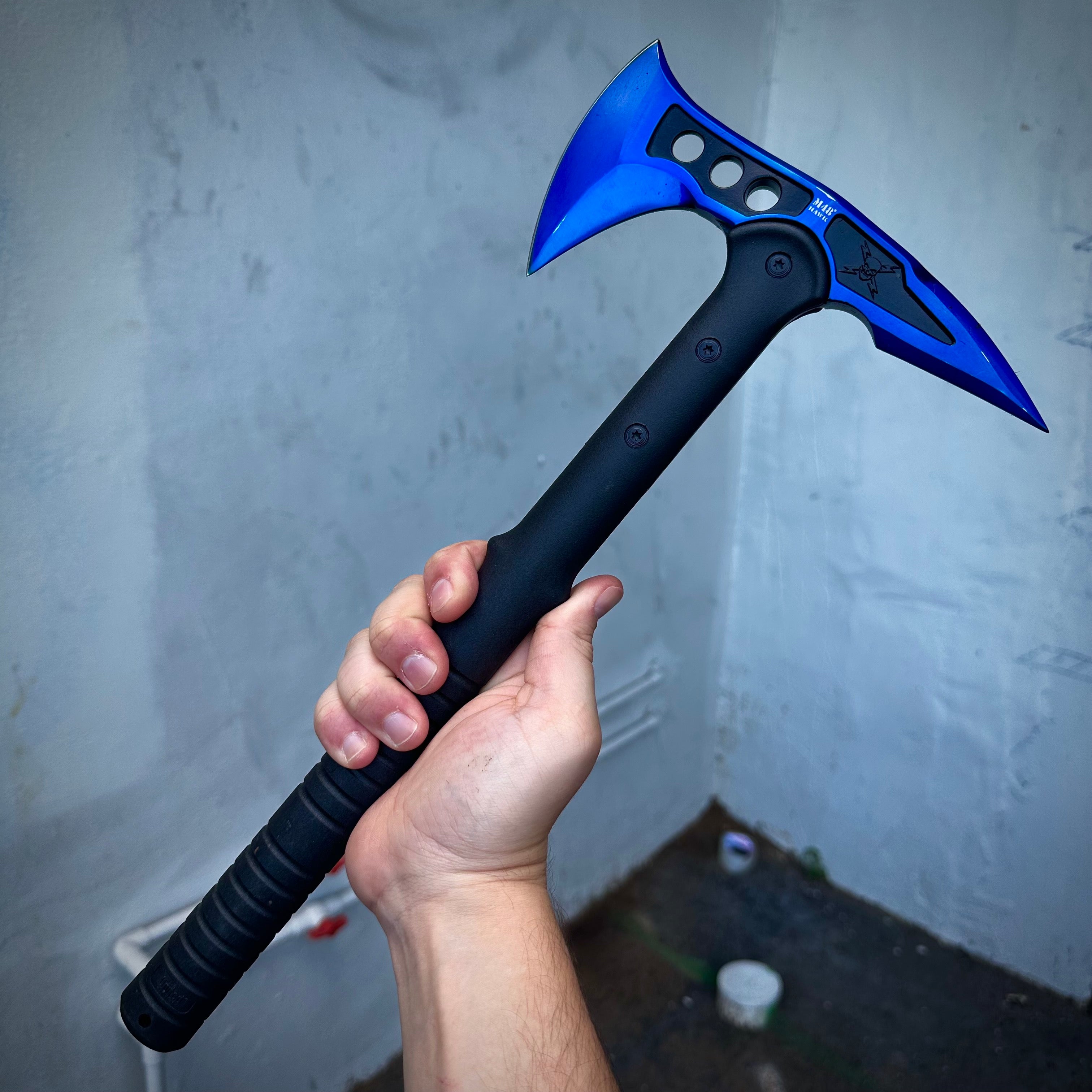 M48 Krypton Blue Axe and Cyclone Push Dagger (Sold Separately) | Blade City