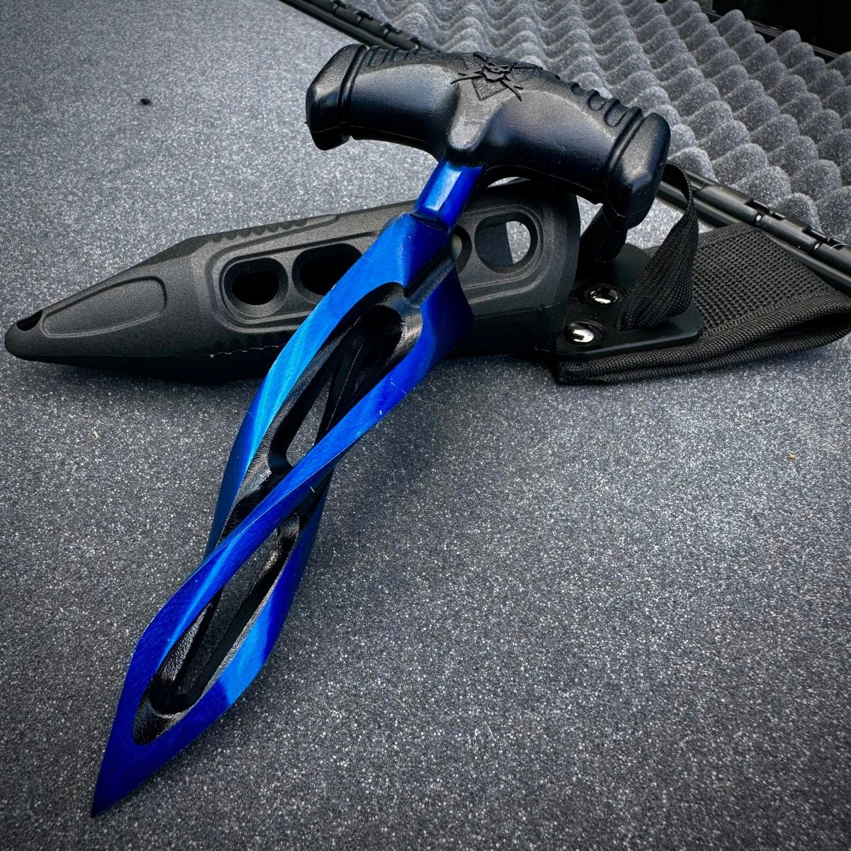 M48 Krypton Blue Axe and Cyclone Push Dagger (Sold Separately) | Blade City