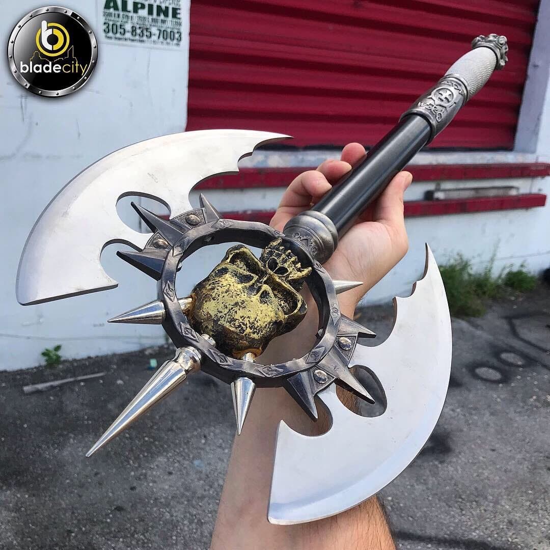 Skull Basher Axe | Blade City: Fantasy Axe with Stainless Steel Spikes